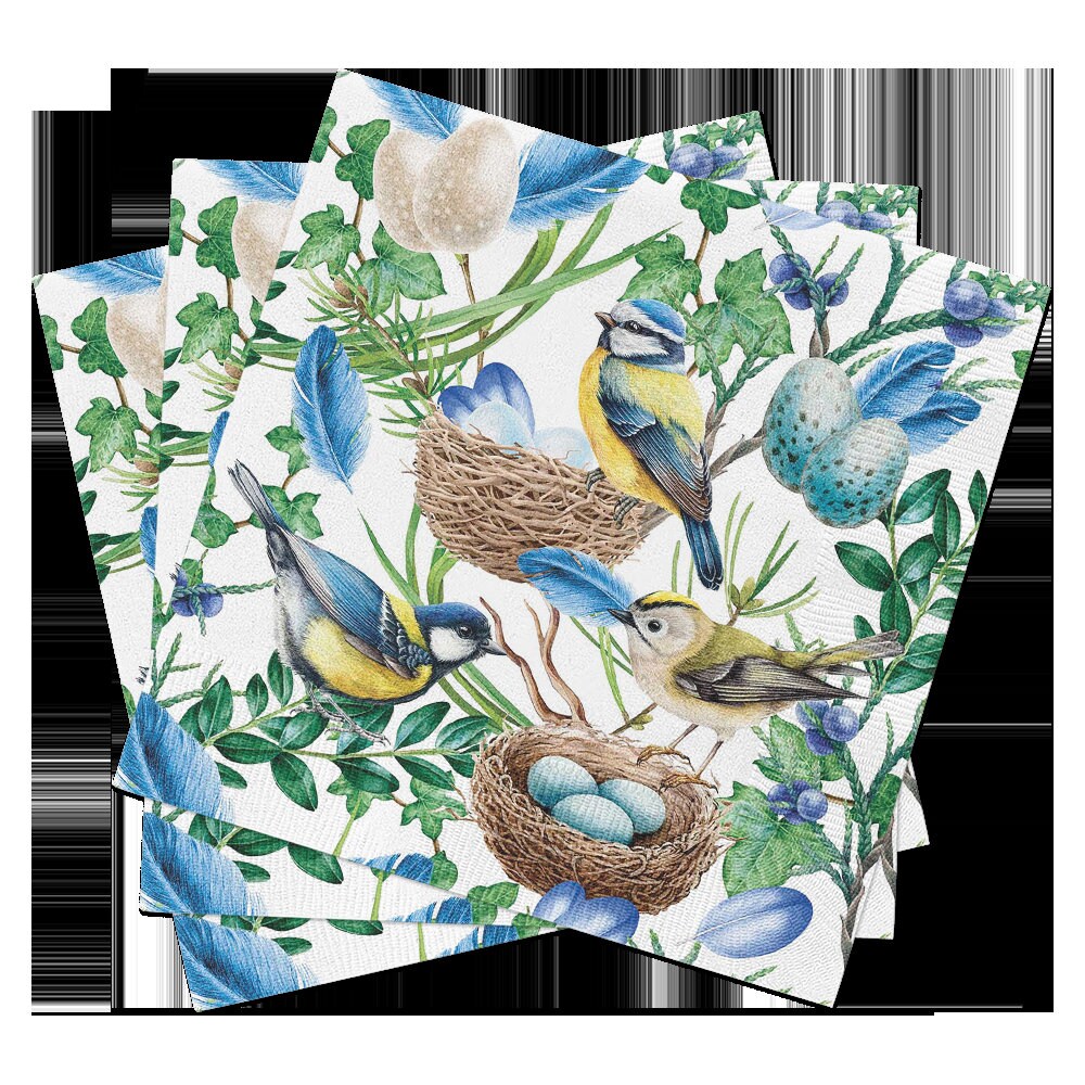 BLUE BIRDS NEST - Decoupage Paper Napkins, Bird Napkins, Cocktail Paper ...