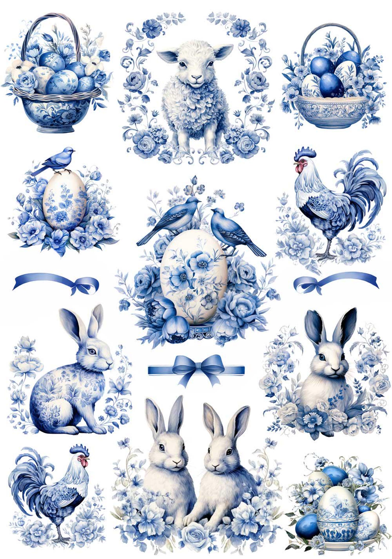 Blue Easter - Rice Paper for Decoupage Size A4 - Easter Collection - Etsy