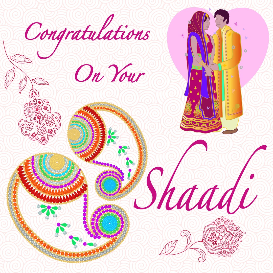 Shaadi Greeting Card Wedding Card Congratulations Greeting - Etsy