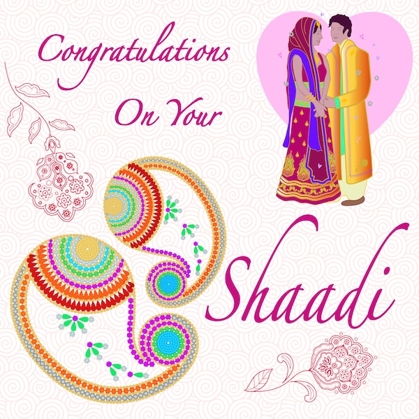 Indian Wedding Congratulations Card - Etsy