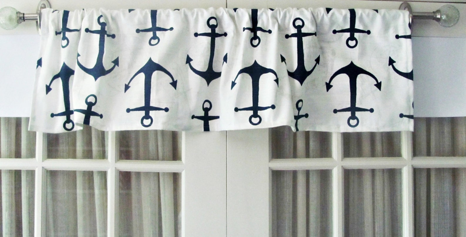 Blue Valance. Navy Valence. Navy Nautical Valance .navy Anchor - Etsy