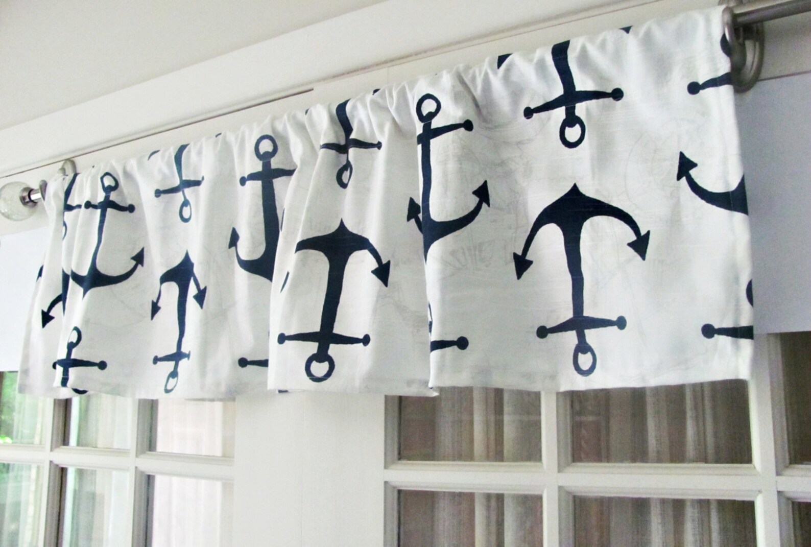 Blue Valance. Navy Valence. Navy Nautical Valance .navy Anchor - Etsy