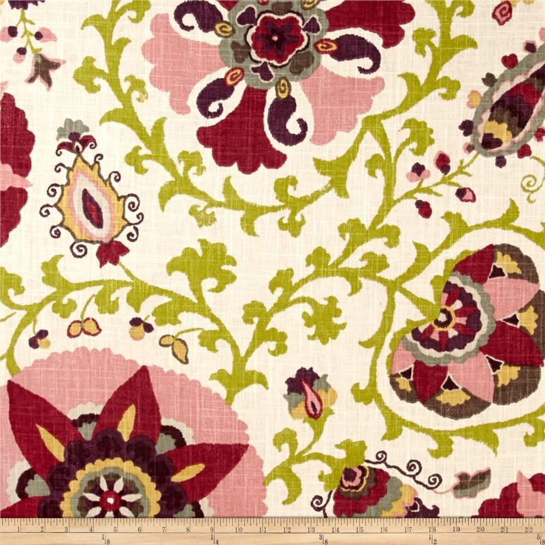 Cherry Blossom Valance. Maroon, Purple, Pink, Green, Yellow & Beige ...
