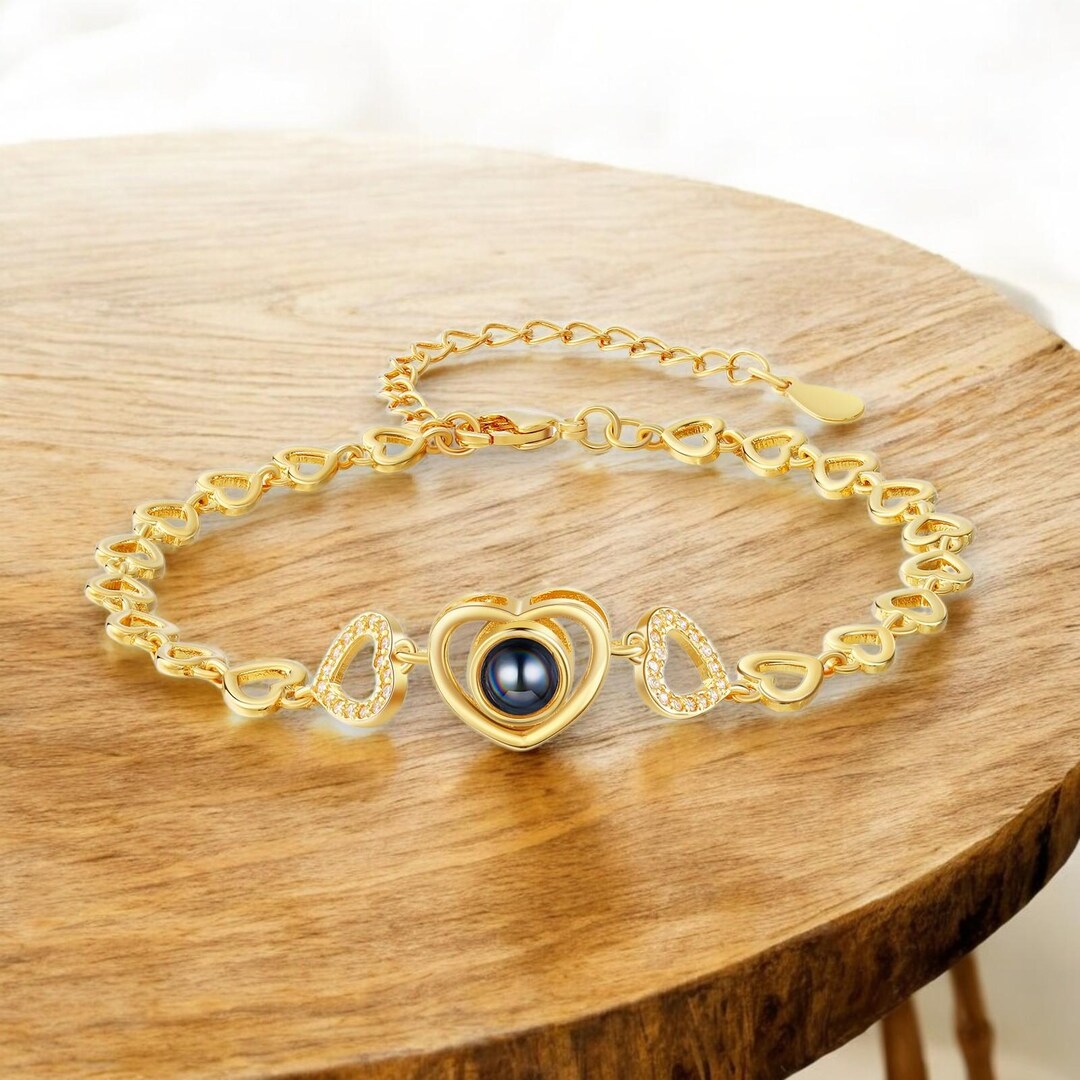 Custom Photo Projection Bracelet for Women, Personalized Engraved Charm ...