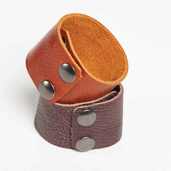Wide Leather Cuff - Etsy
