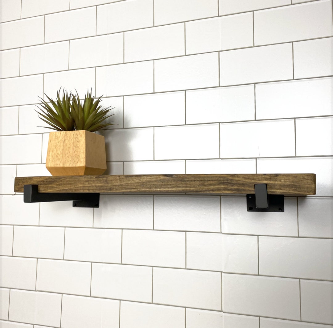 Minimalist Floating Shelf, Square Tube Bracket. Kitchen Coffee Bar ...