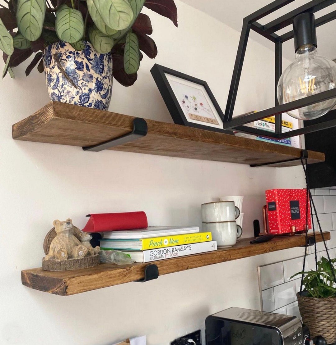HEAVY DUTY Rustic Pinewood Floating Shelf With ROBUST Bracket ...