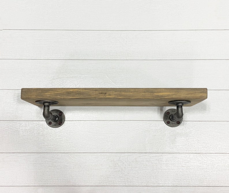 Farmhouse Rustic Floating Shelf Modern Angled Pipe Brackets - Etsy