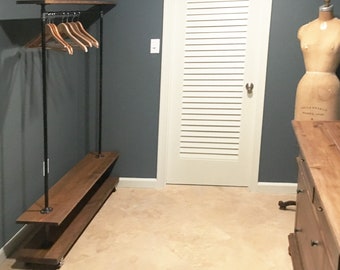 Industrial Garment Clothing Rack With Top and Bottom Rustic - Etsy