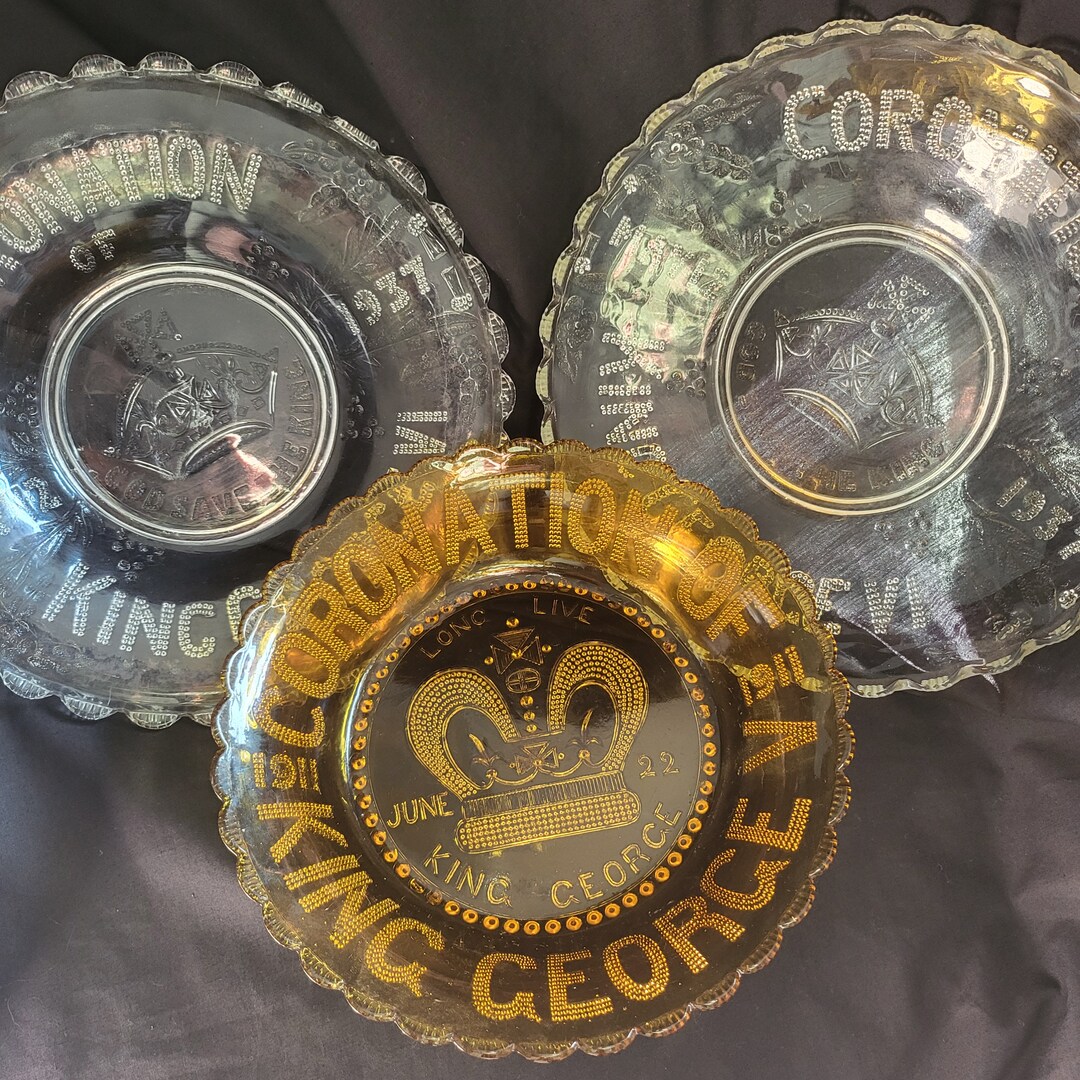 Vintage King George Coronation Glass Bowl: 1911 or 1937 British Royal ...