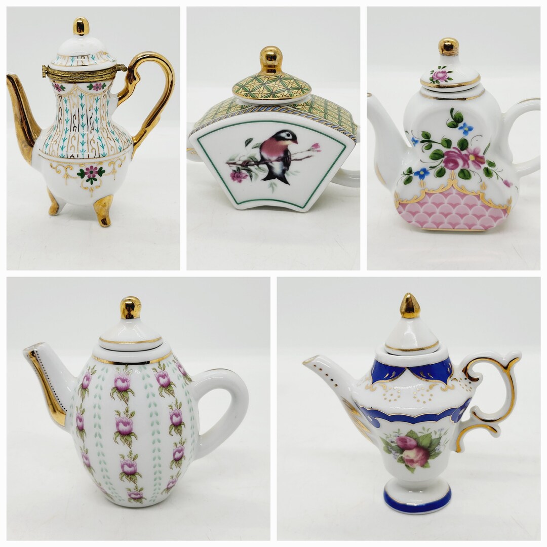 Miniature Porcelain Teapot, Display Collectible Teapot Knick Knack ...