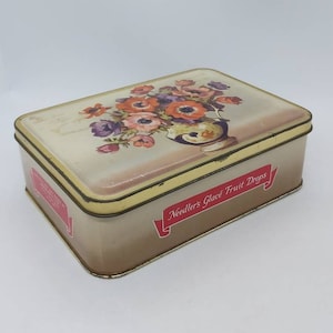 Vintage Sweet Tin, Needler's Glacé Fruit Drops Tin, Vintage Floral ...