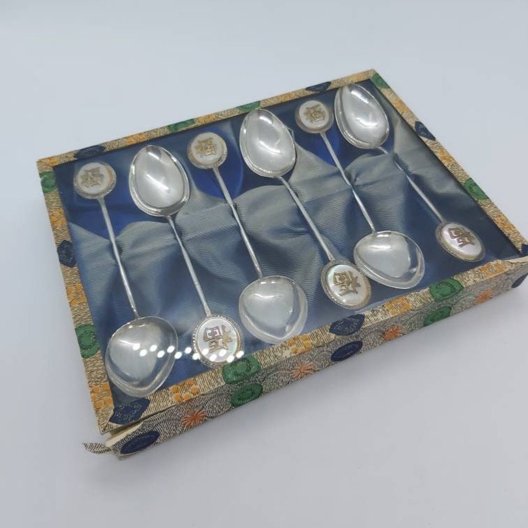 Oriental Teaspoons, 6 Piece Boxed Set Coffee Spoons, Chinese, Japanese ...