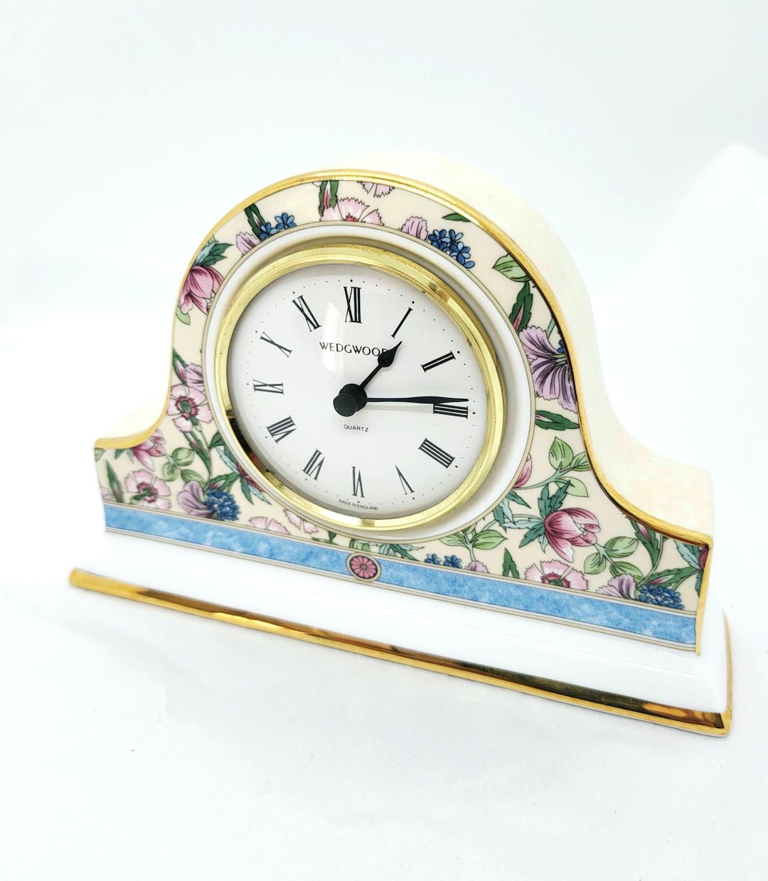 Wedgwood Mantle Clock, Sarah Floral Porcelain Bone China Clock, Vintage ...