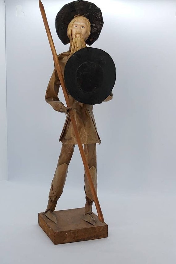 Hand Carved Vintage Male Portrait Don Quixote Wood Carving Spanish Folk ...