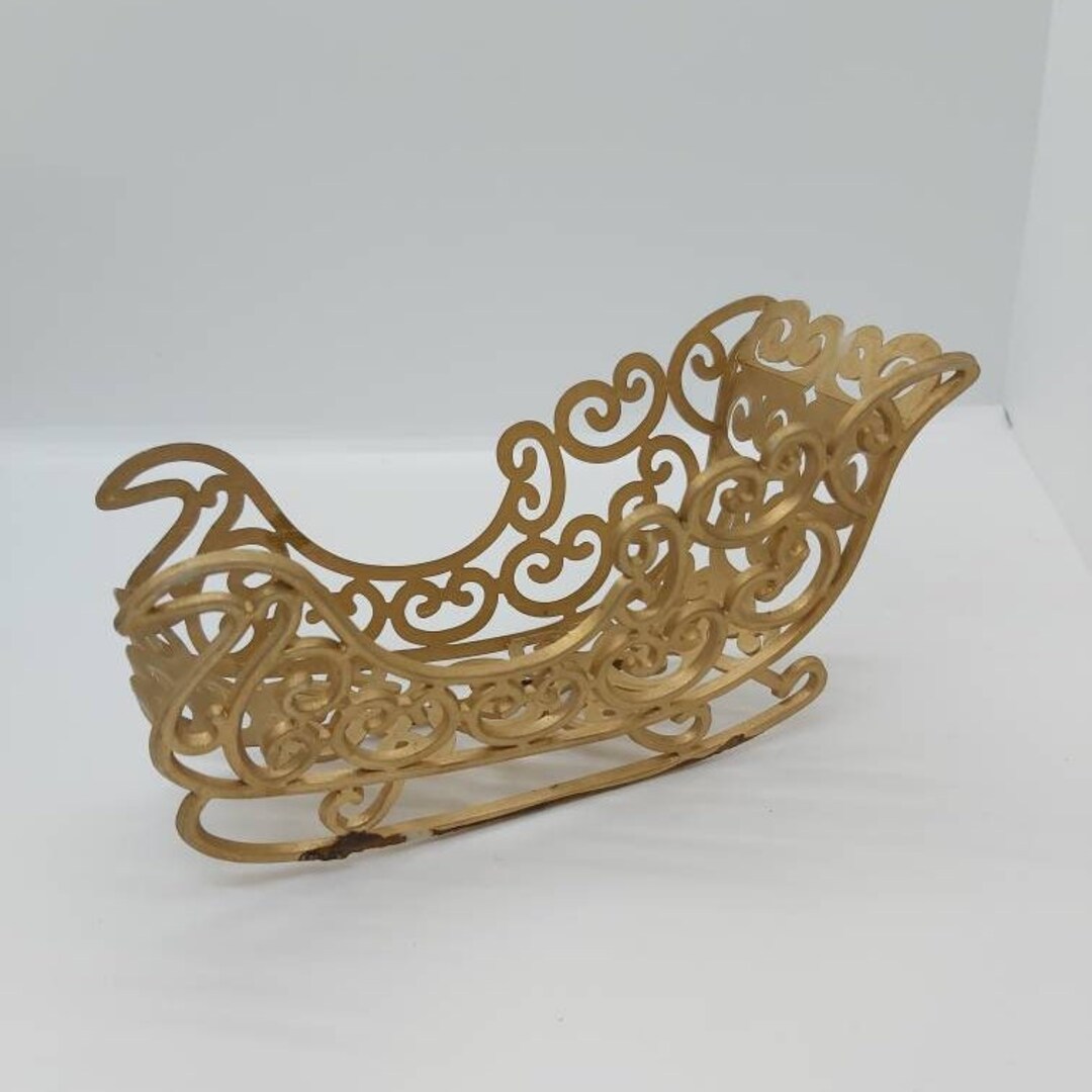 Vintage Gold Plastic Santa Sleigh: Christmas Ornament, Holiday Decor - Etsy
