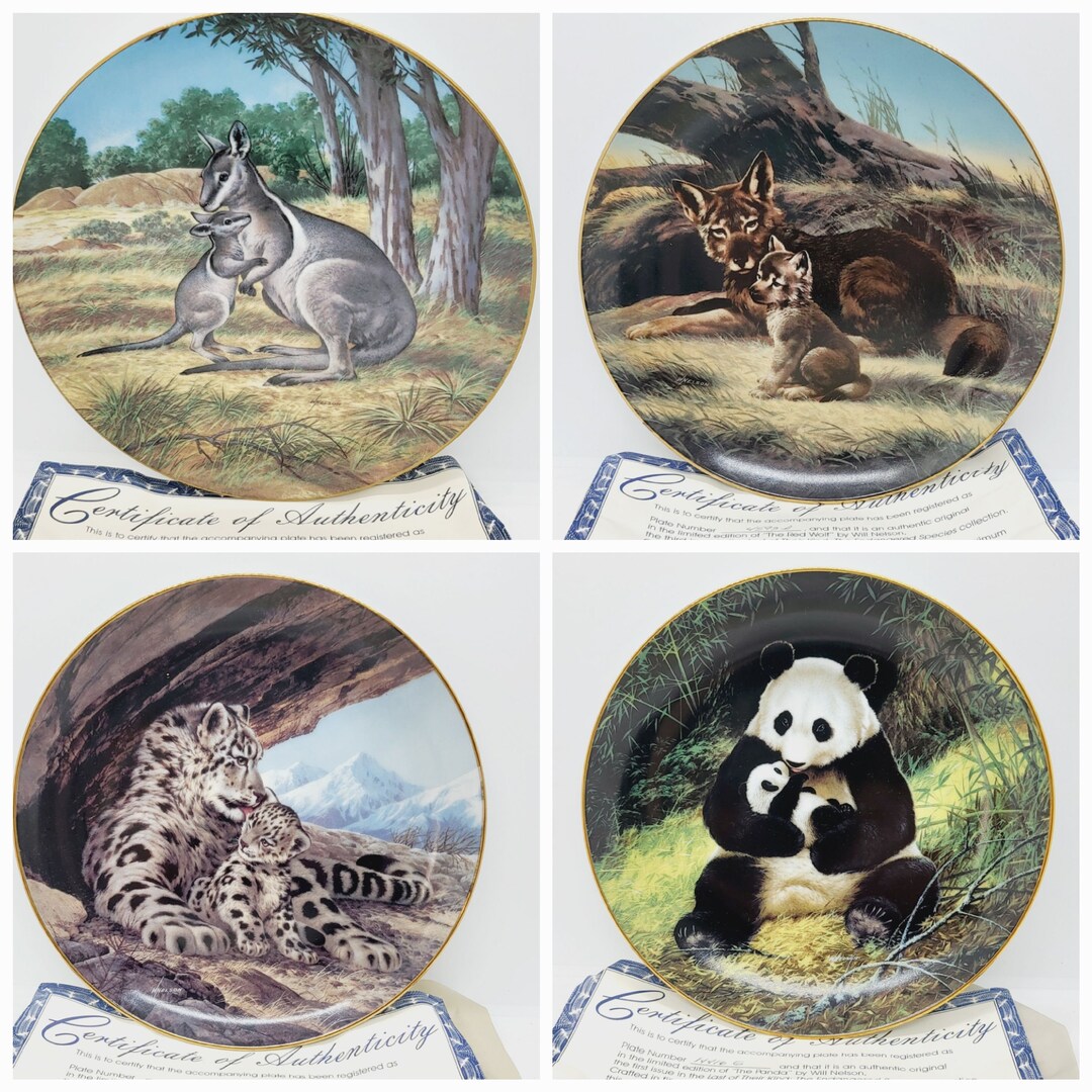 Endangered Species Plate, Last of Their Kind, Panda, Bridled Wallaby ...