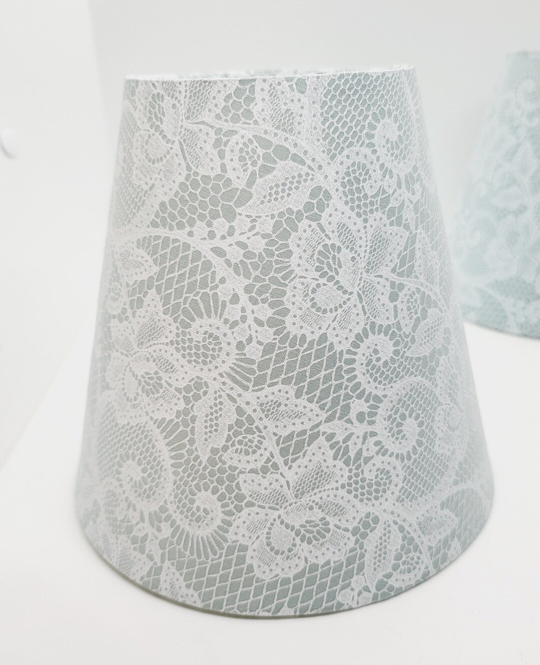 Lace Design Clip on Lamp Shade, Green White Floral Table Lamp Shape ...