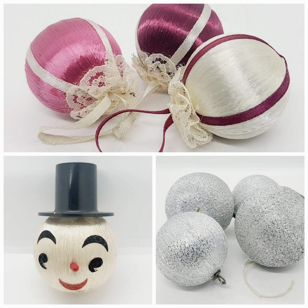 Satin Silk Thread Baubles, Silver Glitter, Pink, Burgundy, Lace or ...