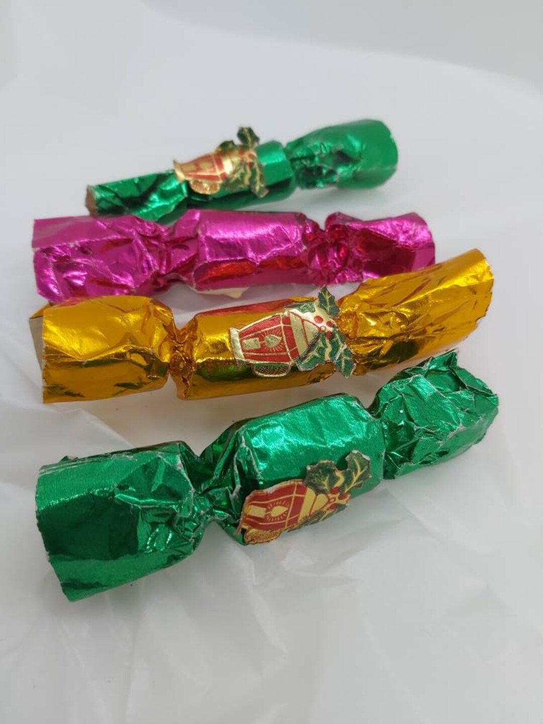 Miniature Christmas Crackers, Tree Ornaments, 4 Small Mid Century ...