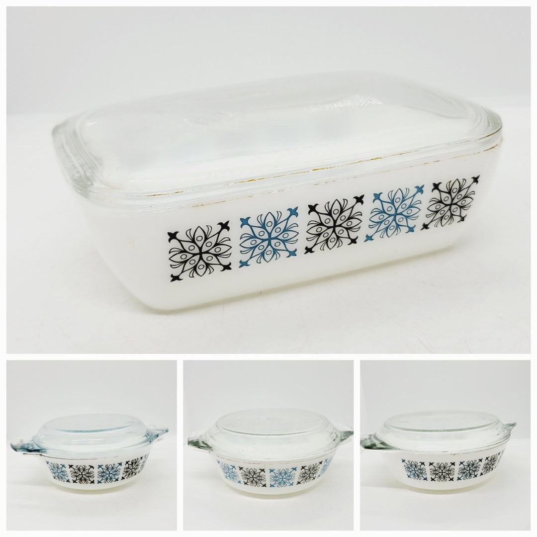 Pyrex Chelsea Pattern Casserole Dish, Lidded Butter Dish, Small, Medium ...