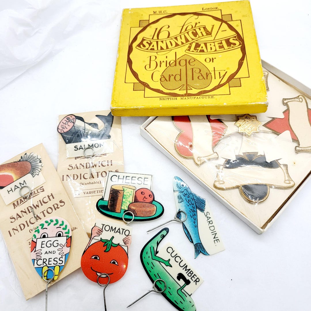 Sandwich Flags, Labels, Sticks, Indicators, Mid Century, Vintage Tea ...