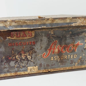 Foxs Ascot Assorted Biscuits Tin, Paper Label, Covered Rustic Large ...