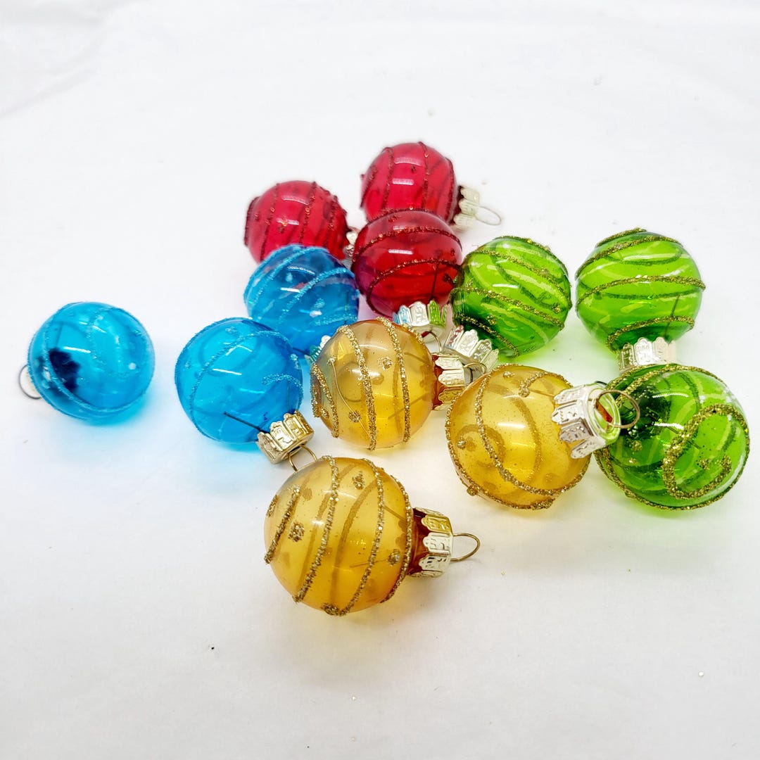 Small Glass Christmas Baubles, Xmas Tree Decor, 12 Piece Miniature, Red ...