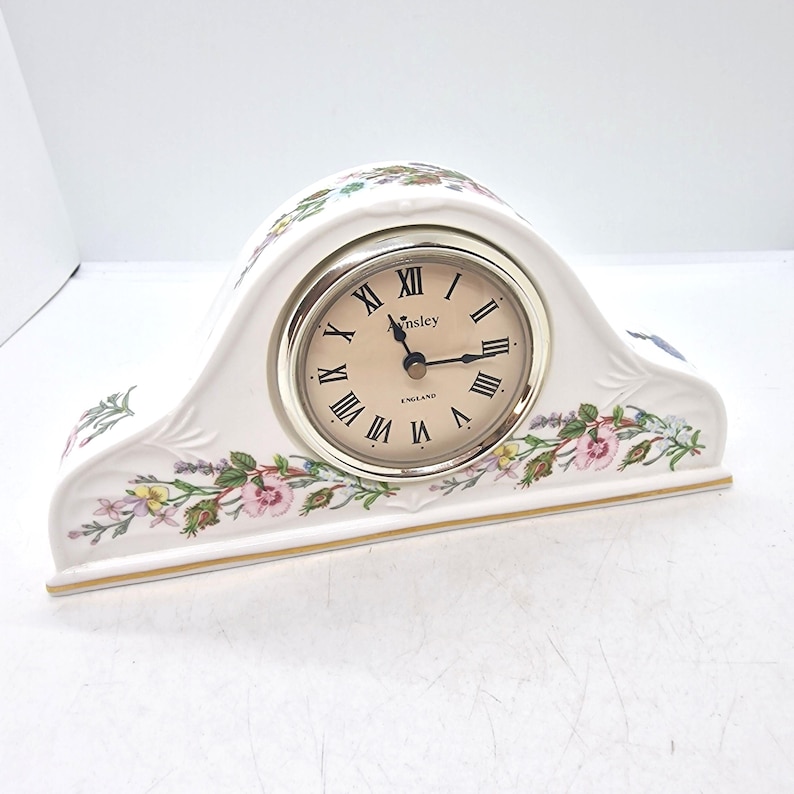 Vintage Aynsley Wild Tudor China Mantle Clock, Gold Gilding, Made in ...