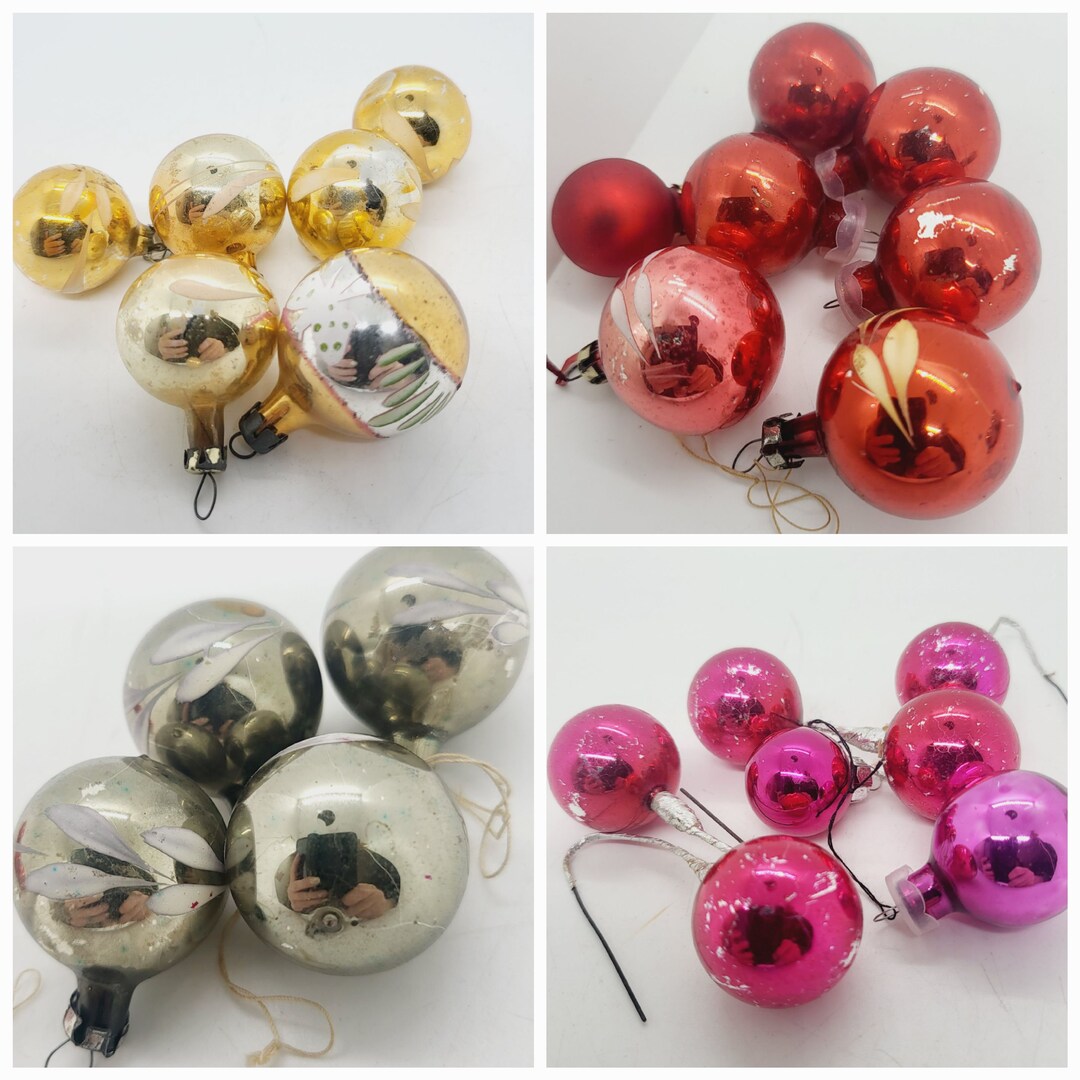 Mercury Glass Small Baubles Christmas Tree Ornaments, Gold, Turquoise ...