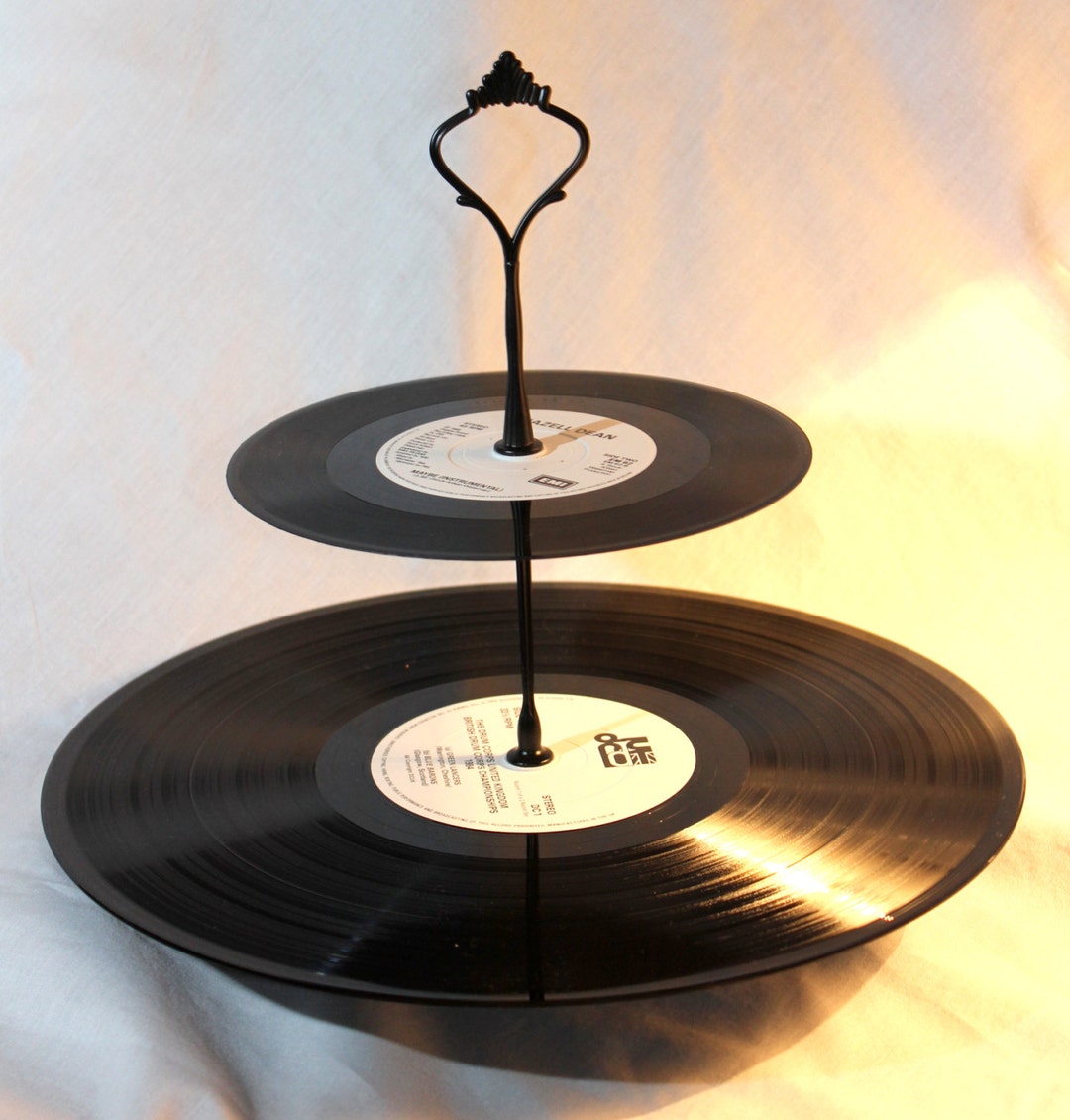 2 Tier Vinyl Record Cake Stand, Tea Party Cup Cake Stand, Wedding Decor ...