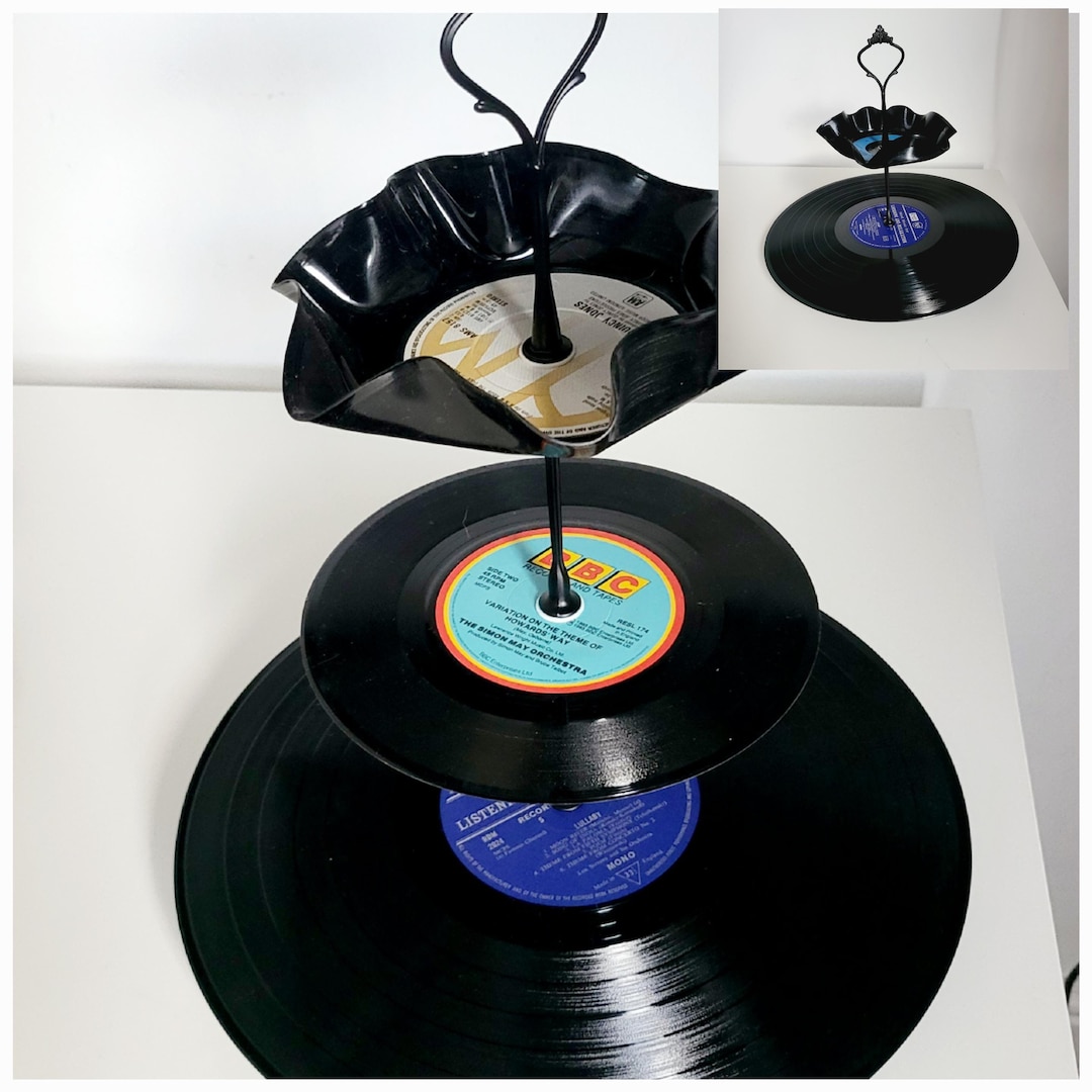 Vinyl Record Cupcake Stand, 3 Tier or 2 Tier Cake Stand Retro Party ...