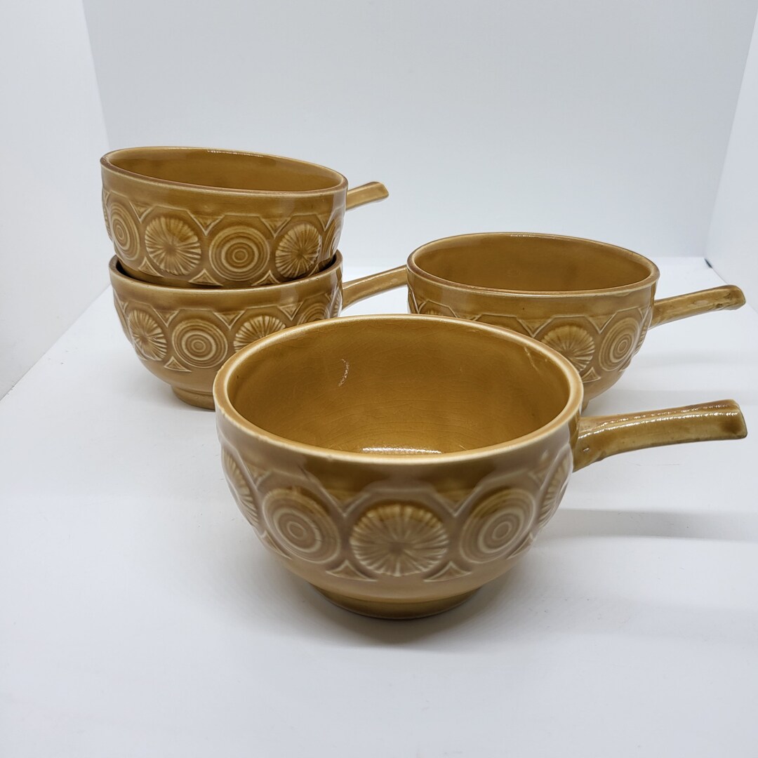 Tams Pottery Soup Bowl, Honey Brown, Beige, Romany Pattern Retro Soup ...