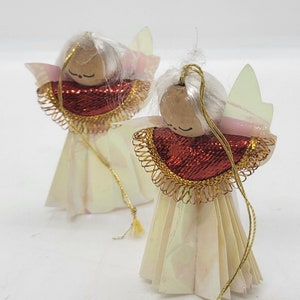 Foil Tinsel Angel Christmas Tree Ornaments Red Pink or - Etsy