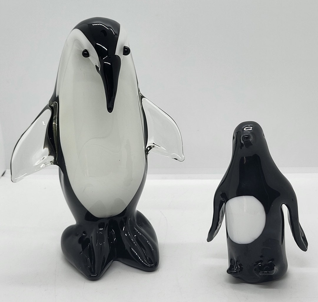 Glass Penguin Figurine, Small or Large Art Glass Sculpture, Ornament ...
