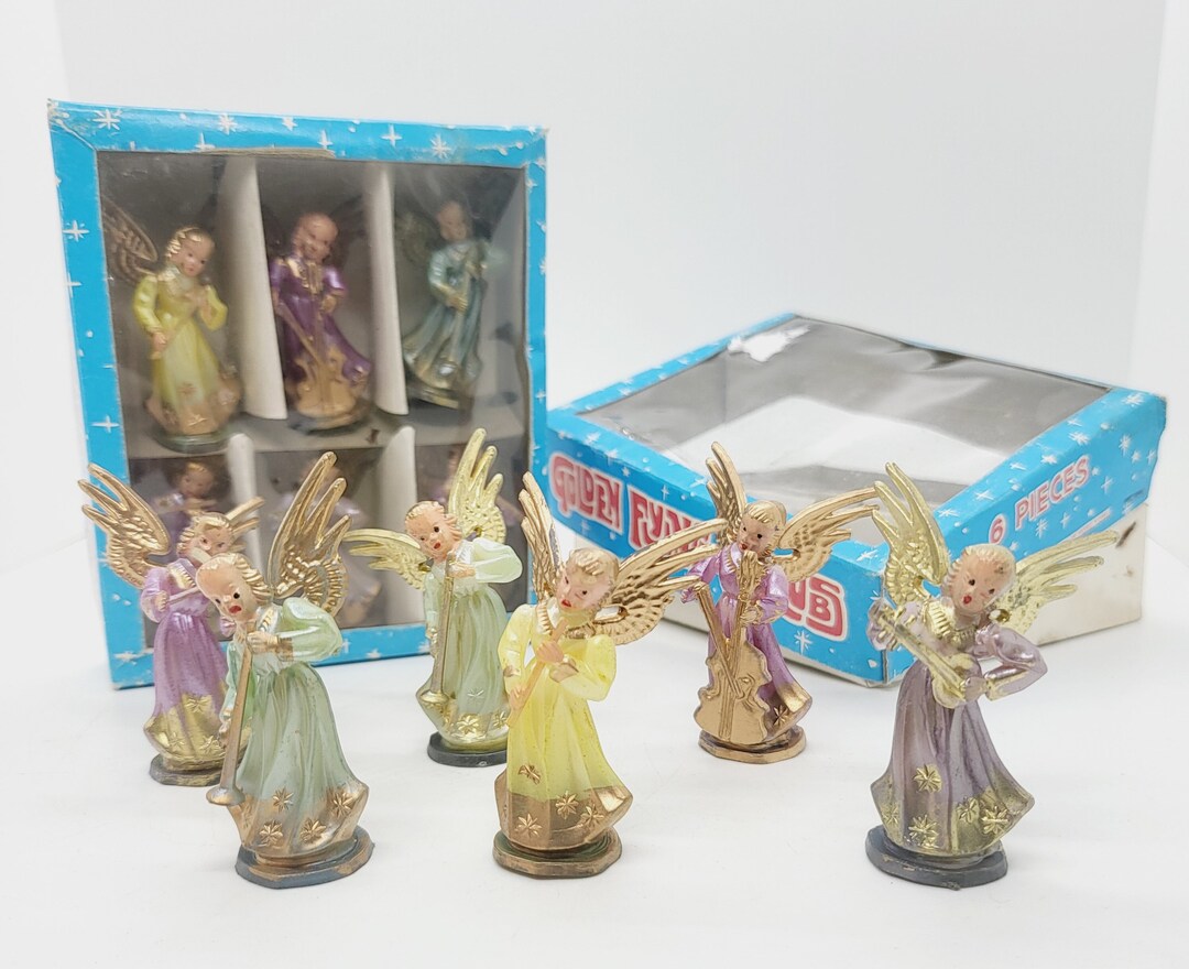 Miniature Angel Figurines, 6 Piece Boxed Set Christmas Ornaments ...