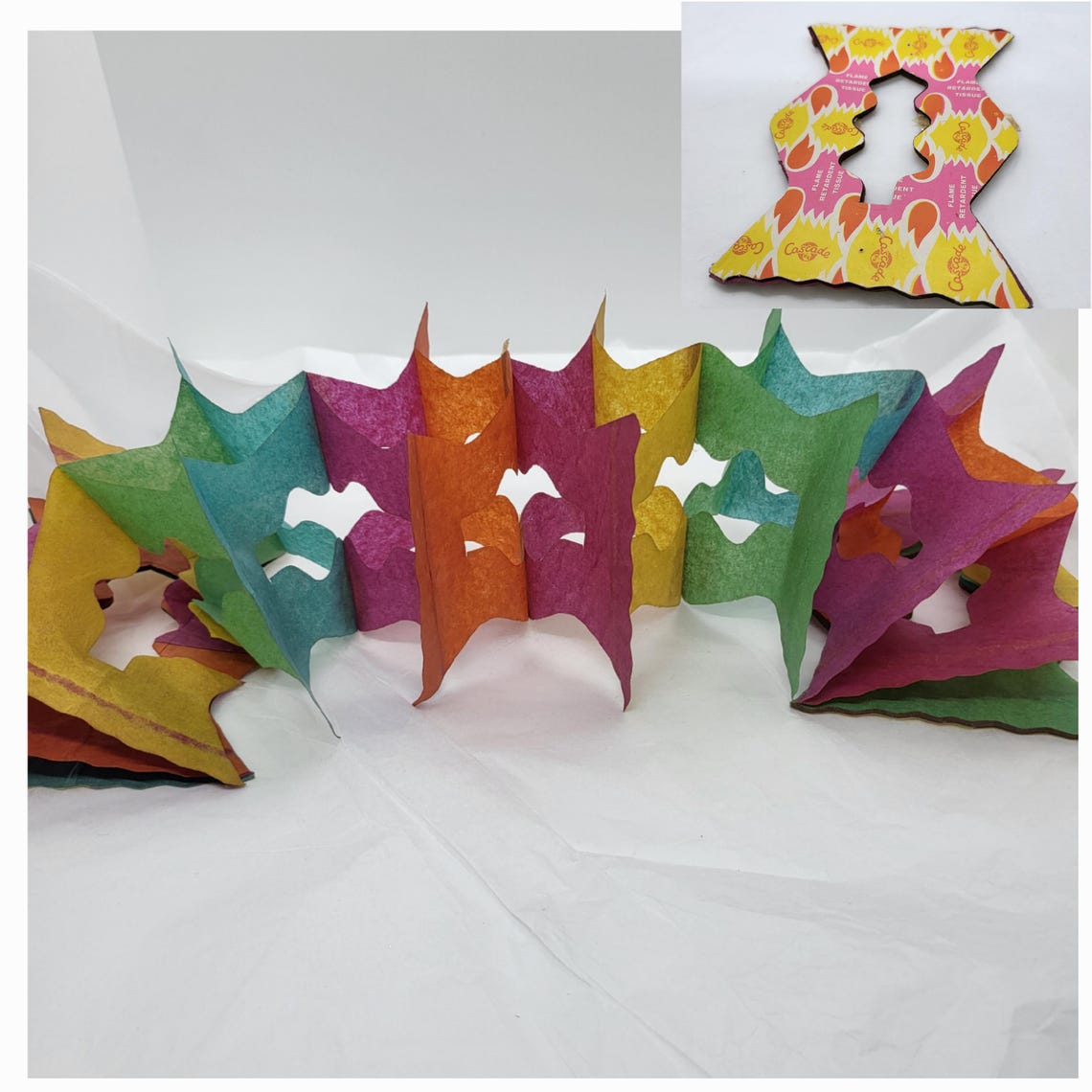 Vintage Tissue Paper Christmas Ornaments: Concertina Lantern, Garland ...
