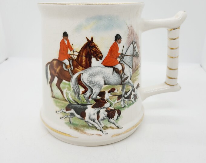 Traditional English Hunting Horse and Hounds Tankard, Vintage Masonic ...