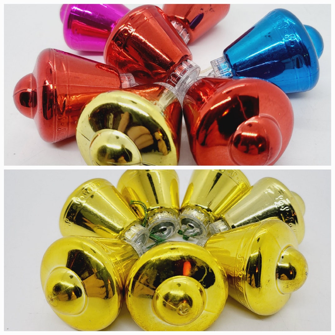 Plastic Bell Baubles Christmas Tree Ornaments, Gold or Red, Pink & Blue ...