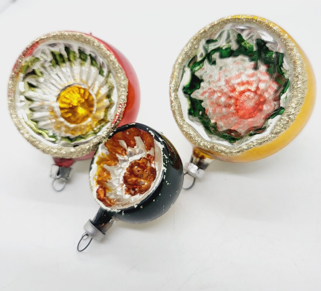 Mercury Glass Indent Bauble Christmas Tree Ornament, Red, Gold or Green ...