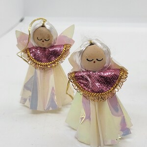 Foil Tinsel Angel Christmas Tree Ornaments Red Pink or - Etsy