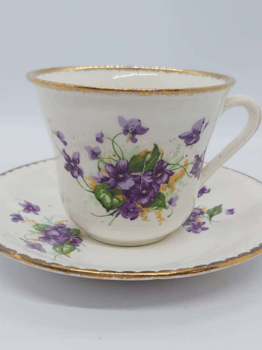 Purple Violets Teacup, Vintage Tea Cup and Saucer Collectible Gift ...