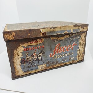 Foxs Ascot Assorted Biscuits Tin, Paper Label, Covered Rustic Large ...