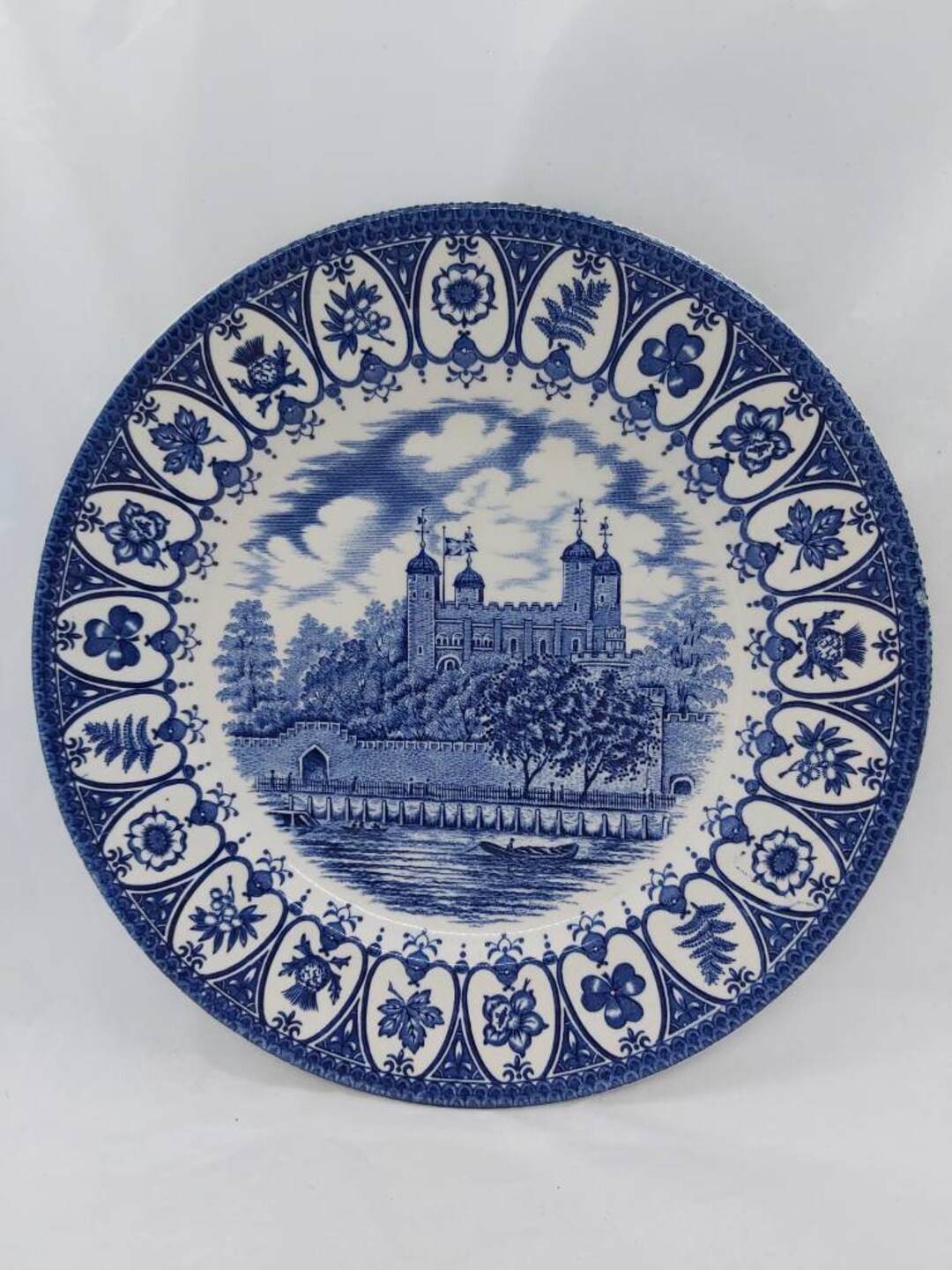 Broadhurst Tower of London Dinner Plate, Blue and White Vintage Queen ...