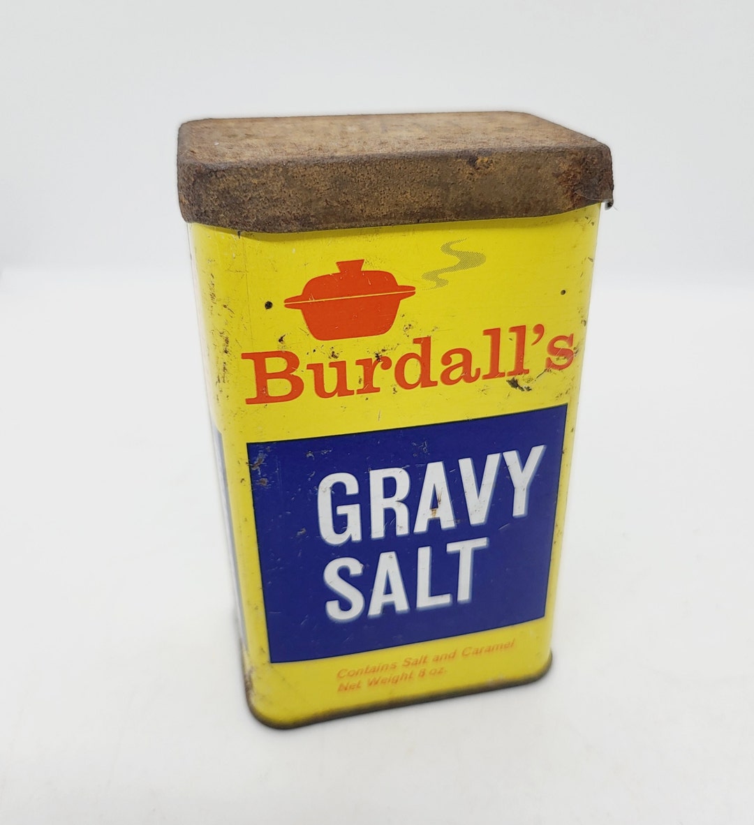 Vintage Burdall's Gravy Salt Tin, Small Rectangle Tube Tin, Rustic ...