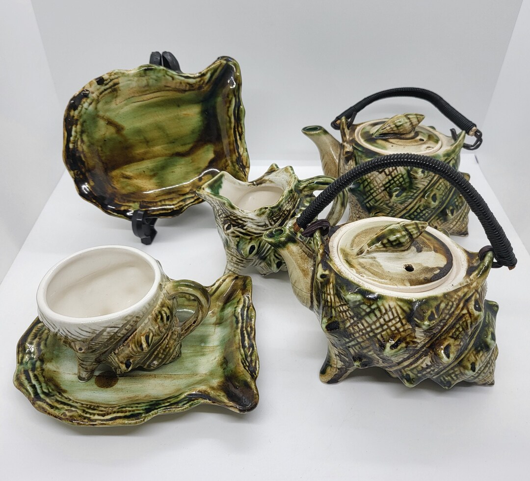 Green Seashell Teapot Teacup Saucer or Milk Jug Japanese - Etsy