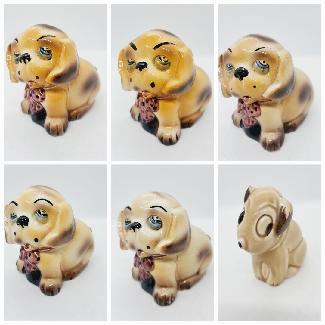 Bonzo Dog Figurine, Sad Eyes Puppy Ornament, Doggie Knick Knack, Cute ...