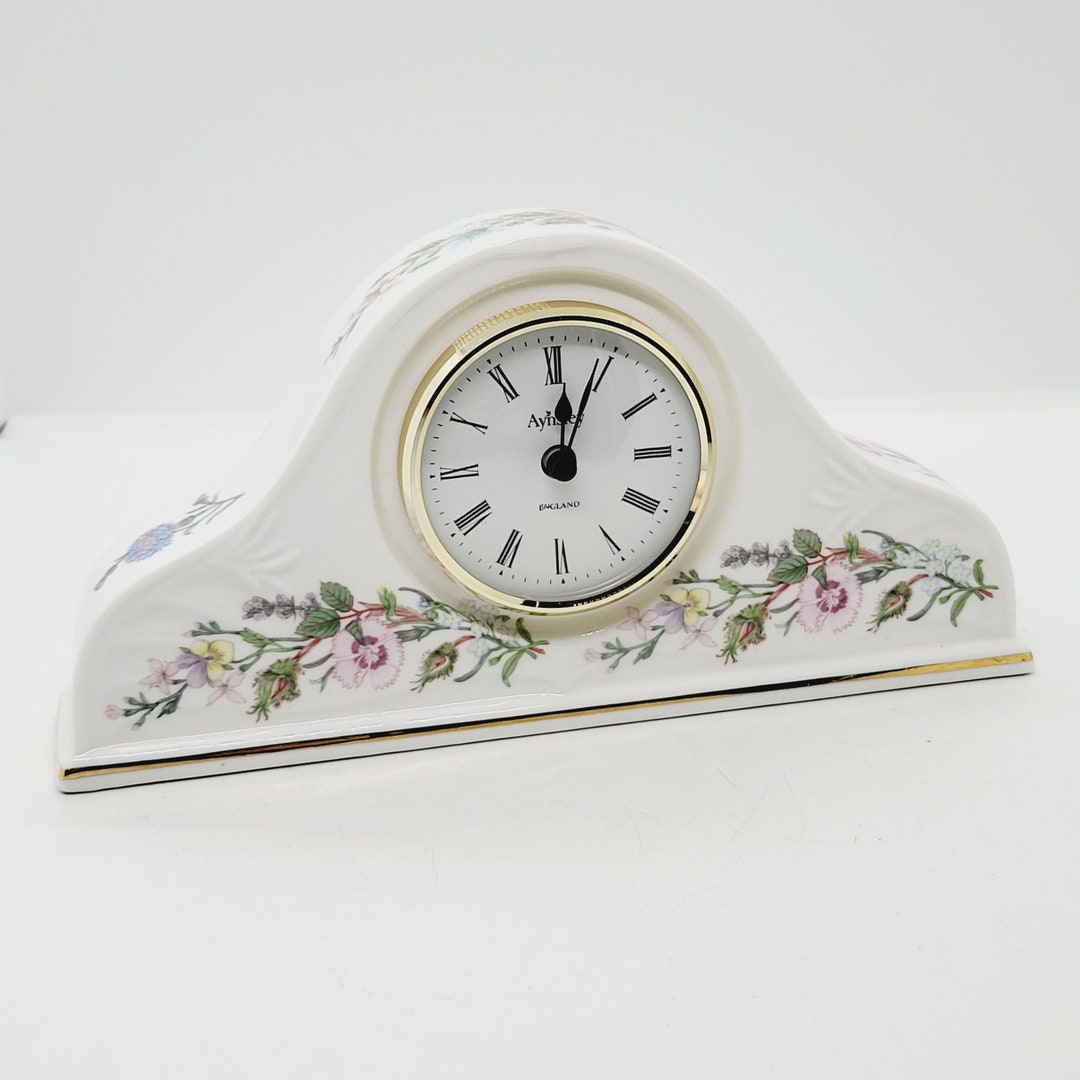 Vintage Aynsley Wild Tudor China Mantle Clock, Gold Gilding, Made in ...