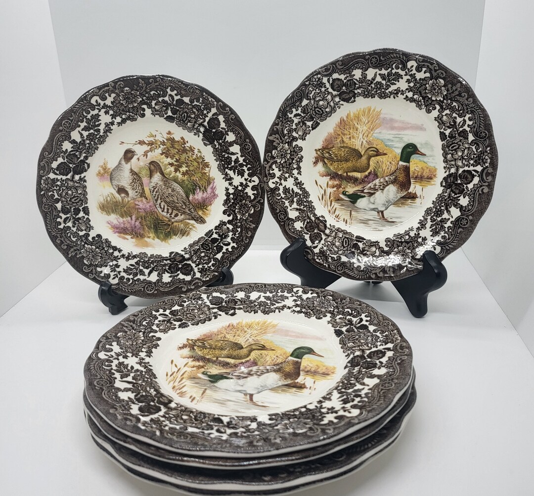 Palissy Game Series Side Plate, Quail or Mallard Duck, Brown Floral ...