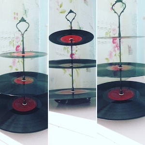 2 Tier Vinyl Record Cake Stand, Tea Party Cup Cake Stand, Wedding Decor ...